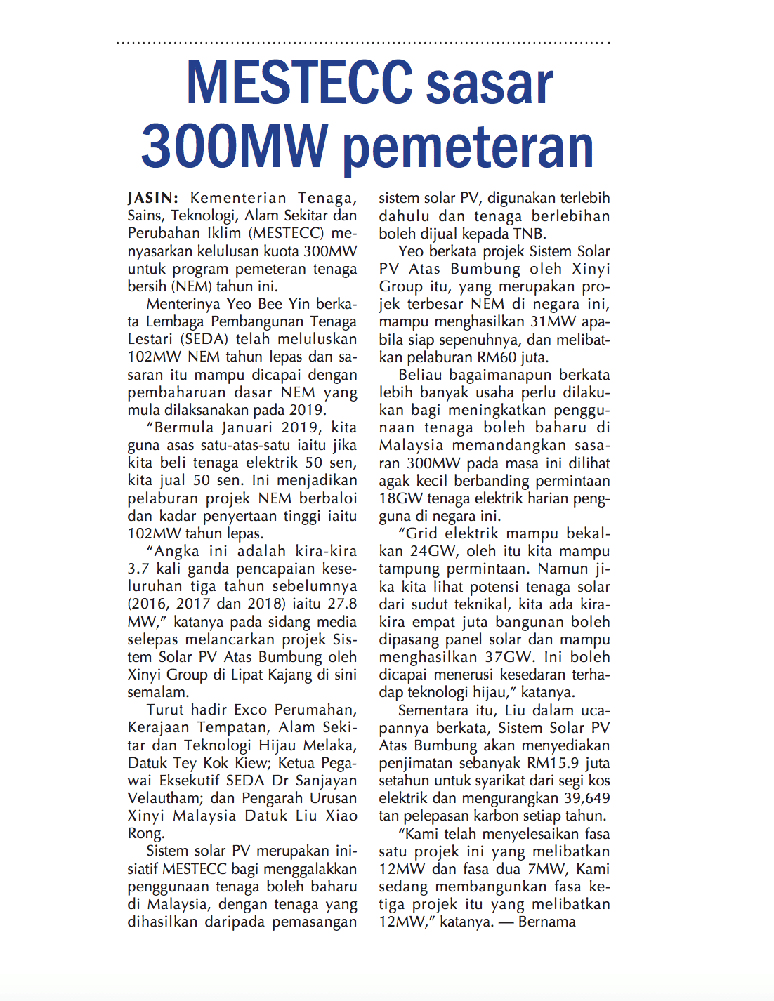 MESTECC sasar 300MW Pemeteran – Malaysian Green Technology And Climate ...